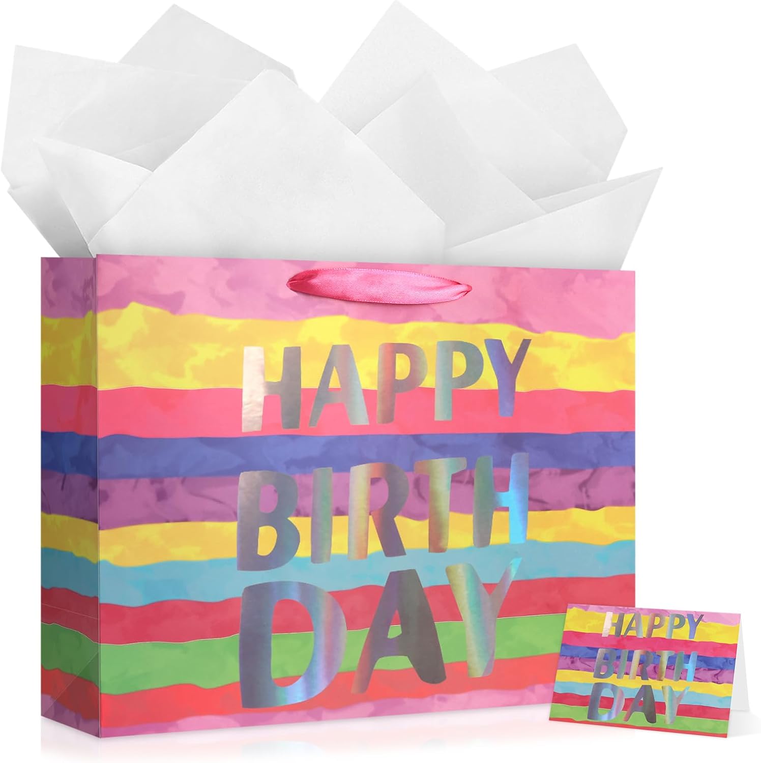 Amazon.com: JMANNI Large Happy Birthday Gift Bag with Tissue Papers and ...