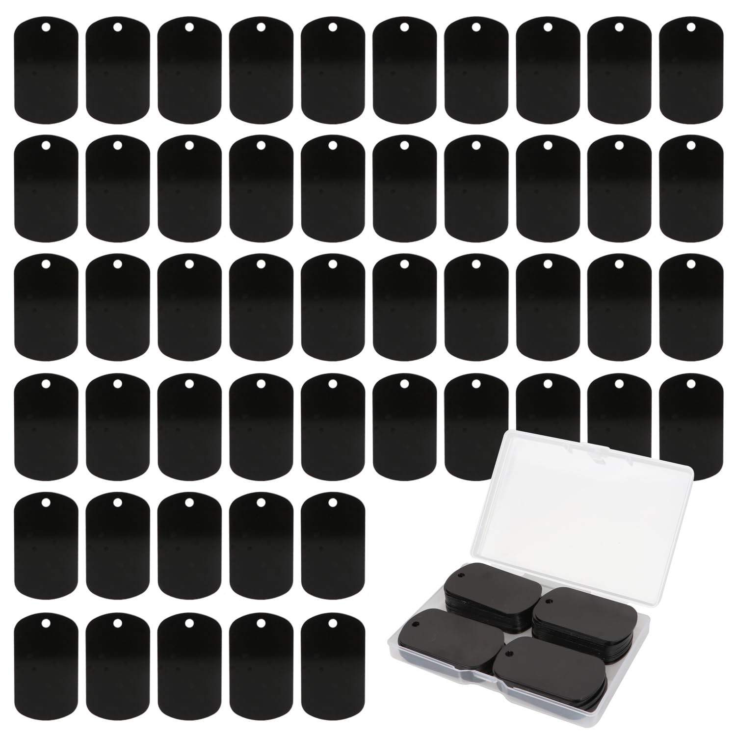 Amazon.com: Fesorsi 50 Pack Blank Dog Tag,Black Dog Tags for Laser ...