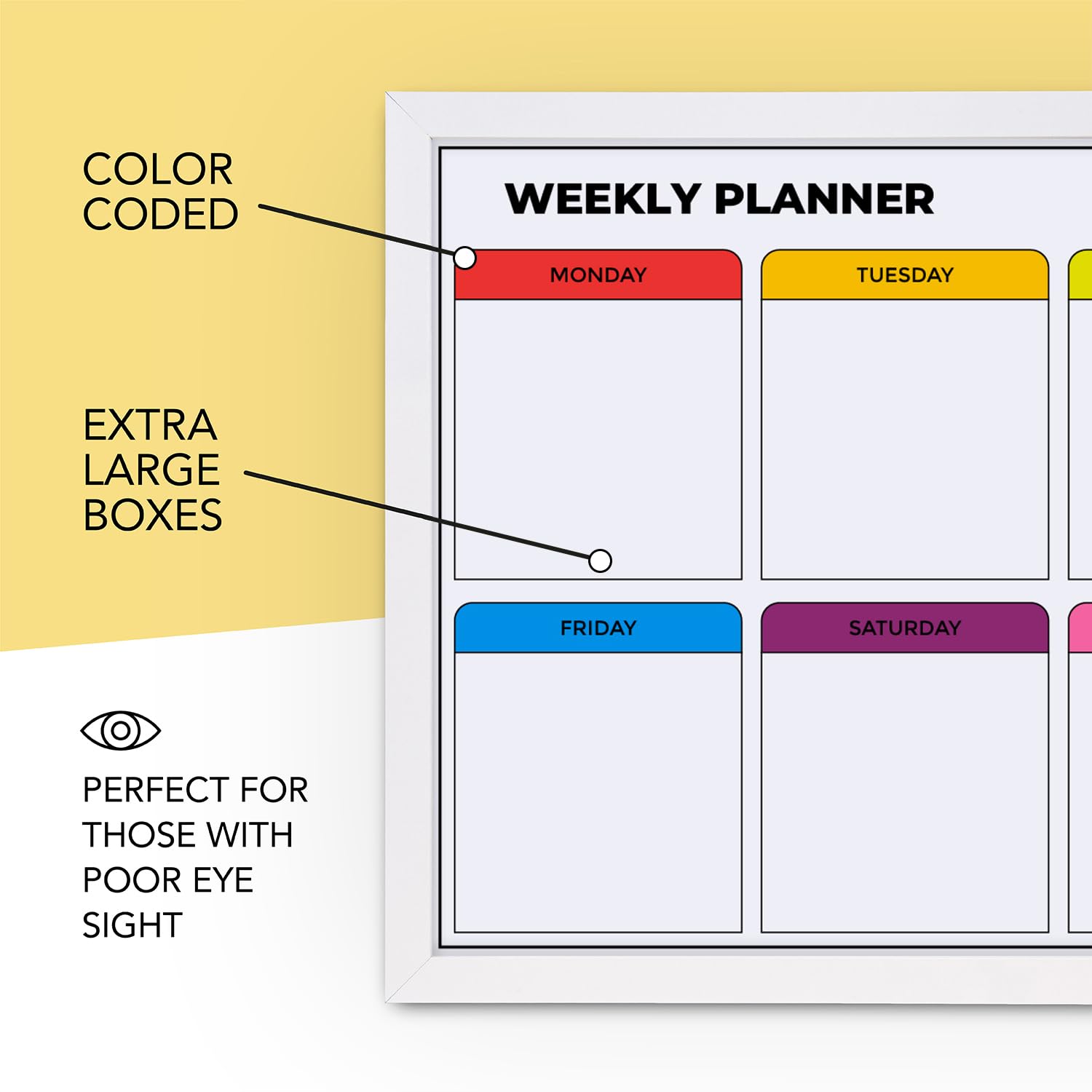 Snapklik.com : Weekly Dry Erase Board For Wall 17in X 12in Weekly ...