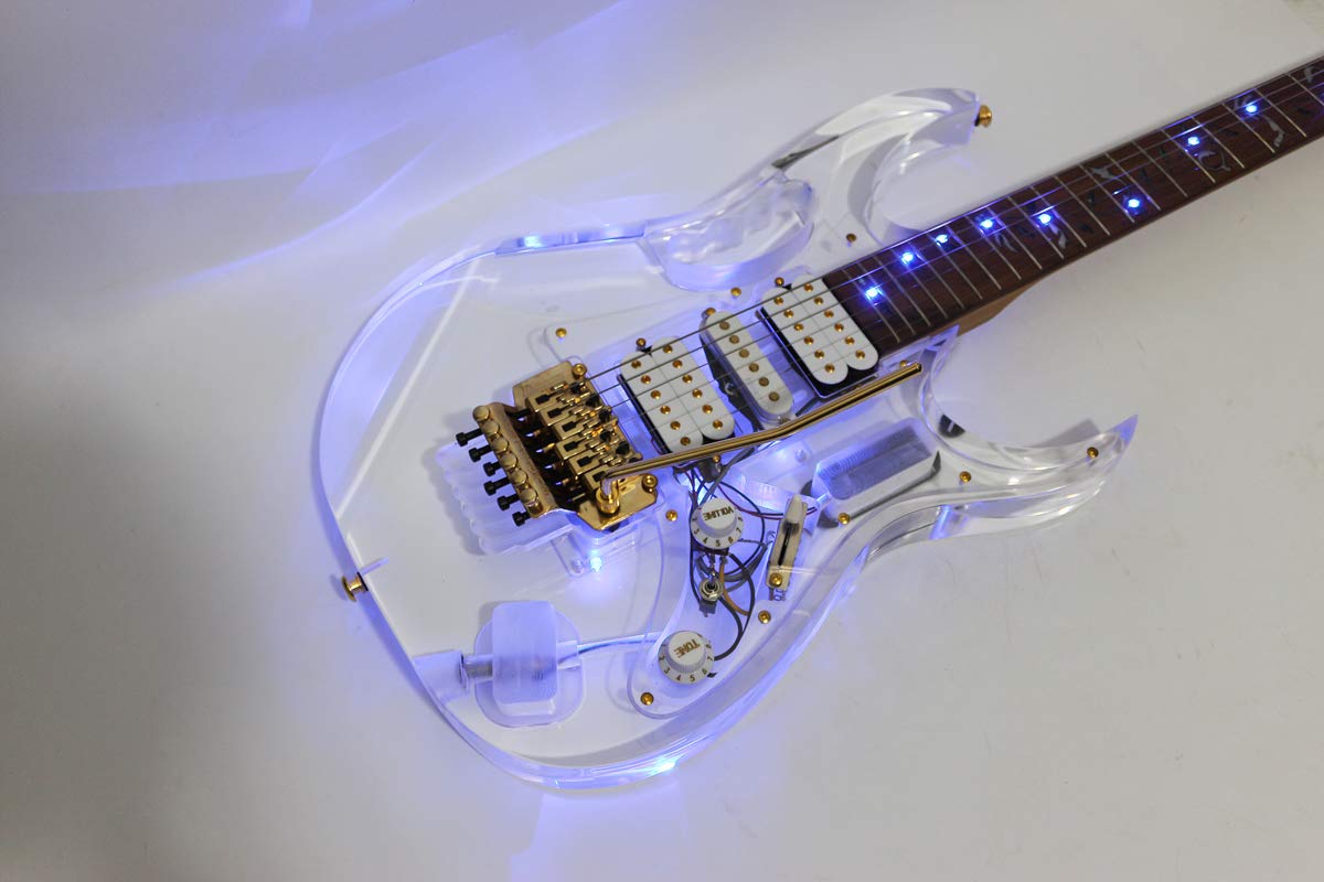 Snapklik.com : LED Light Electric Guitar Crystal Guitar Body Maple ...