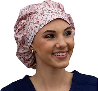 Amazon.com: KimKaps Bouffant Style Surgical Nurse Scrub Hat - Get A Check Up Themed Scrub Cap ...