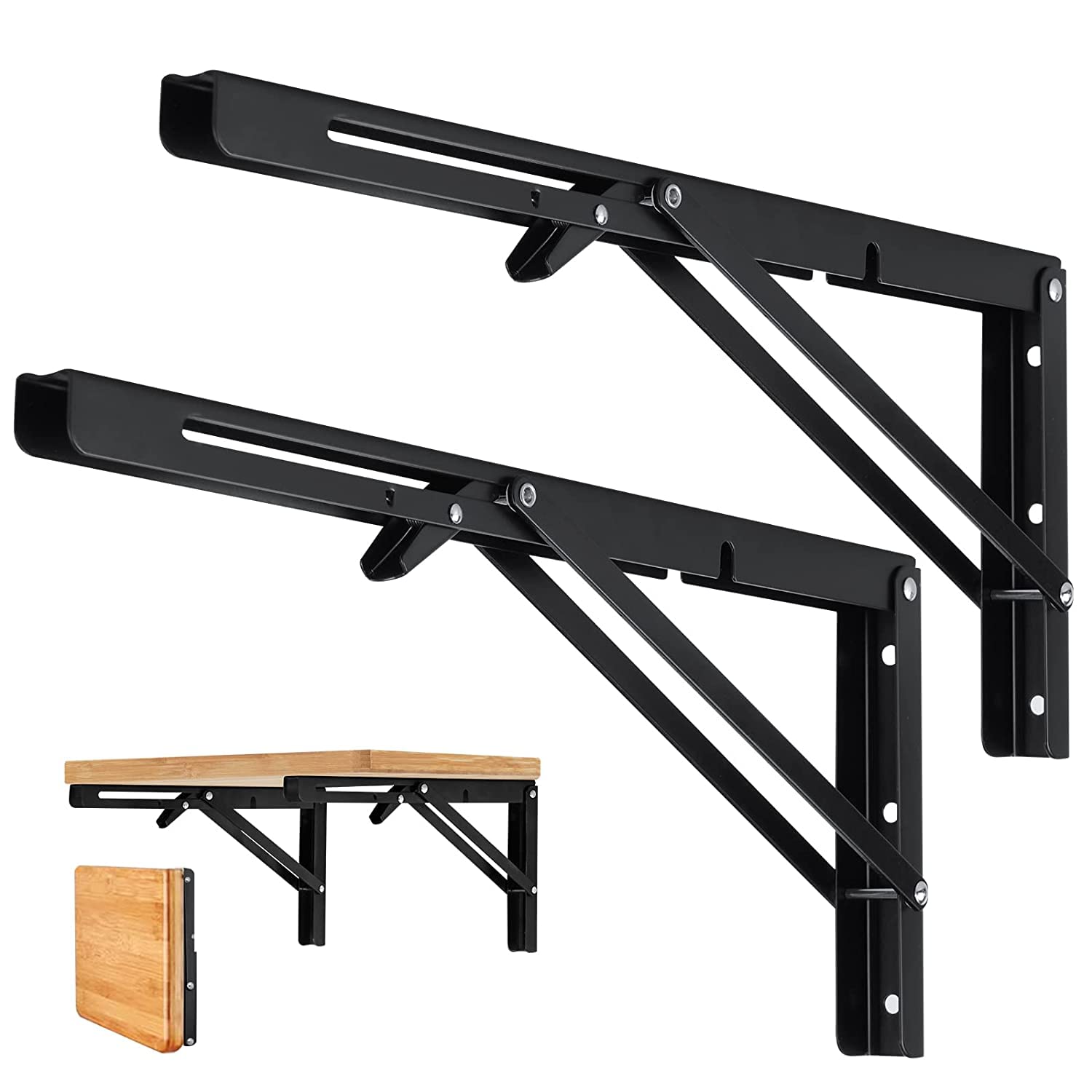 ShopiBuy Folding Shelf Brackets, Heavy Duty Stainless Steel Collapsible ...