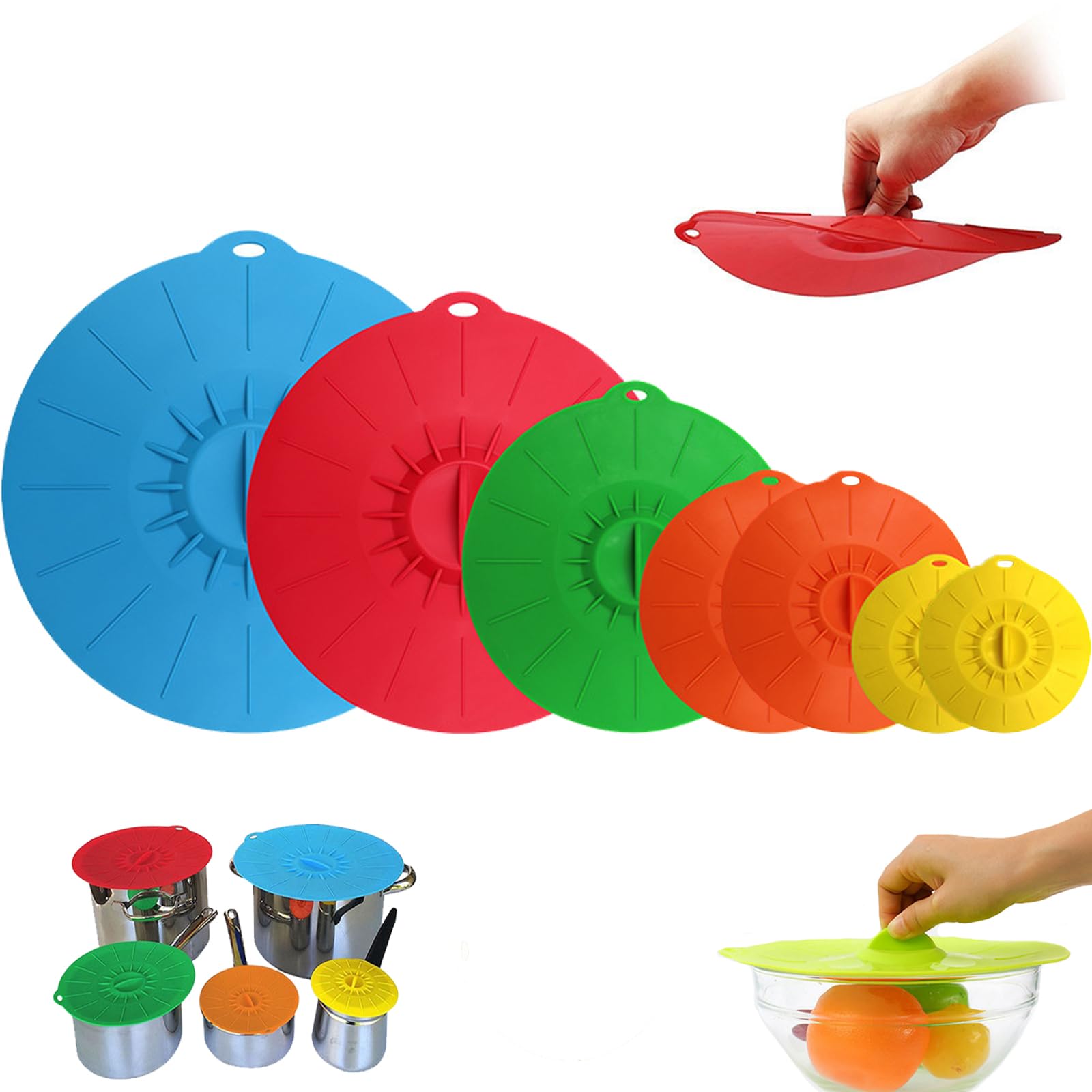 Snapklik.com : 7 Pack Heat Resistant Microwave Coverand Food Covers, 5 ...