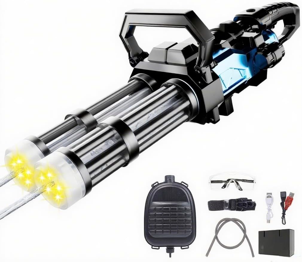 Gatling Electric Water Gun for Adults & Kids, Dual-Barrel, Up to 10M ...