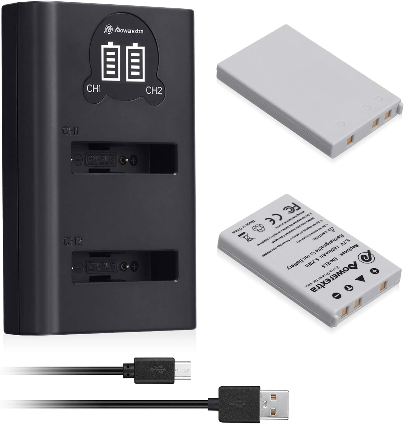 Amazon.com : PowerTrust 2Pack EN-EL5 ENEL5 Battery and Charger Kit for ...