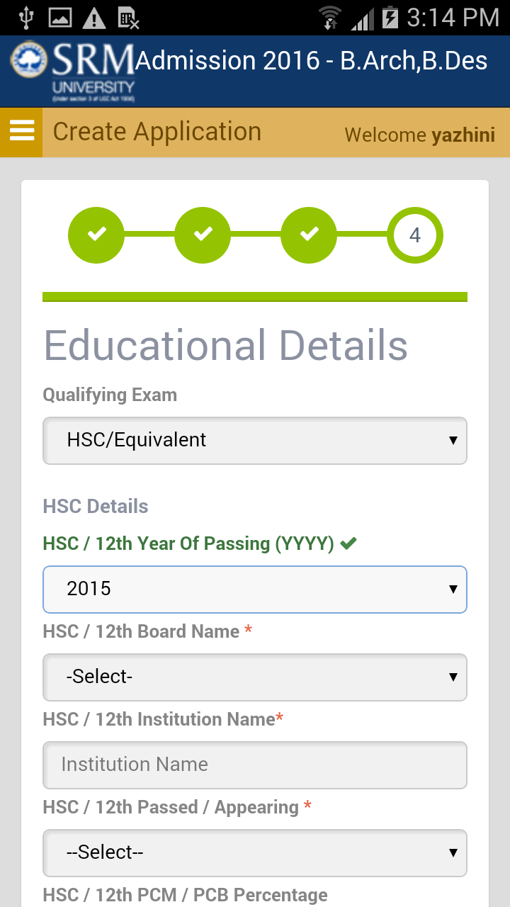 SRM B.Arch & B.Des 2016 Appln - App on Amazon Appstore