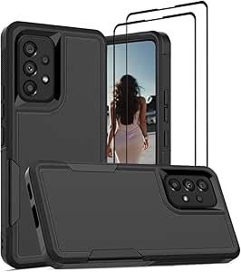 Amazon.com: Jeylly for Samsung Galaxy A53 5G Case with 2 Pack Tempered Glass Screen Protector ...