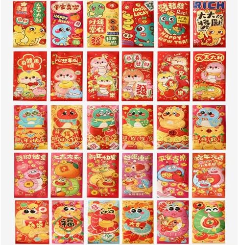 12 Pcs Traditional Chinese New Year Red Envelopes 2025 Year of The ...