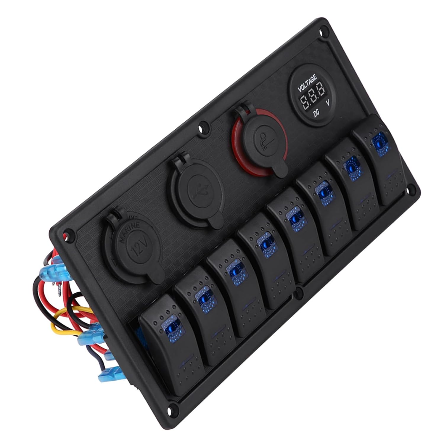 12V 24V 8 Gang Car Boat LED Rocker Switch Control Panel with Dual USB ...