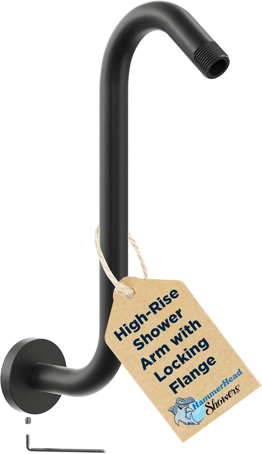 HammerHead Showers® ALL METAL 10.5" S-Shaped Shower Arm - MATTE BLACK ...