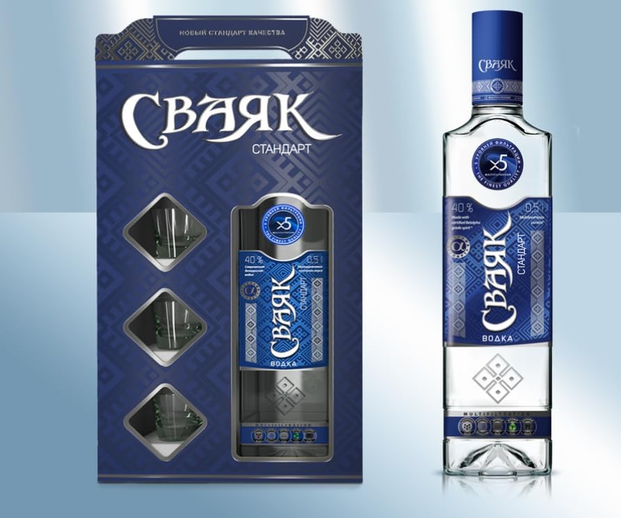 Wodka Svayak Geschenkset mit 3 Gläser 40%, 500ml : Amazon.de ...