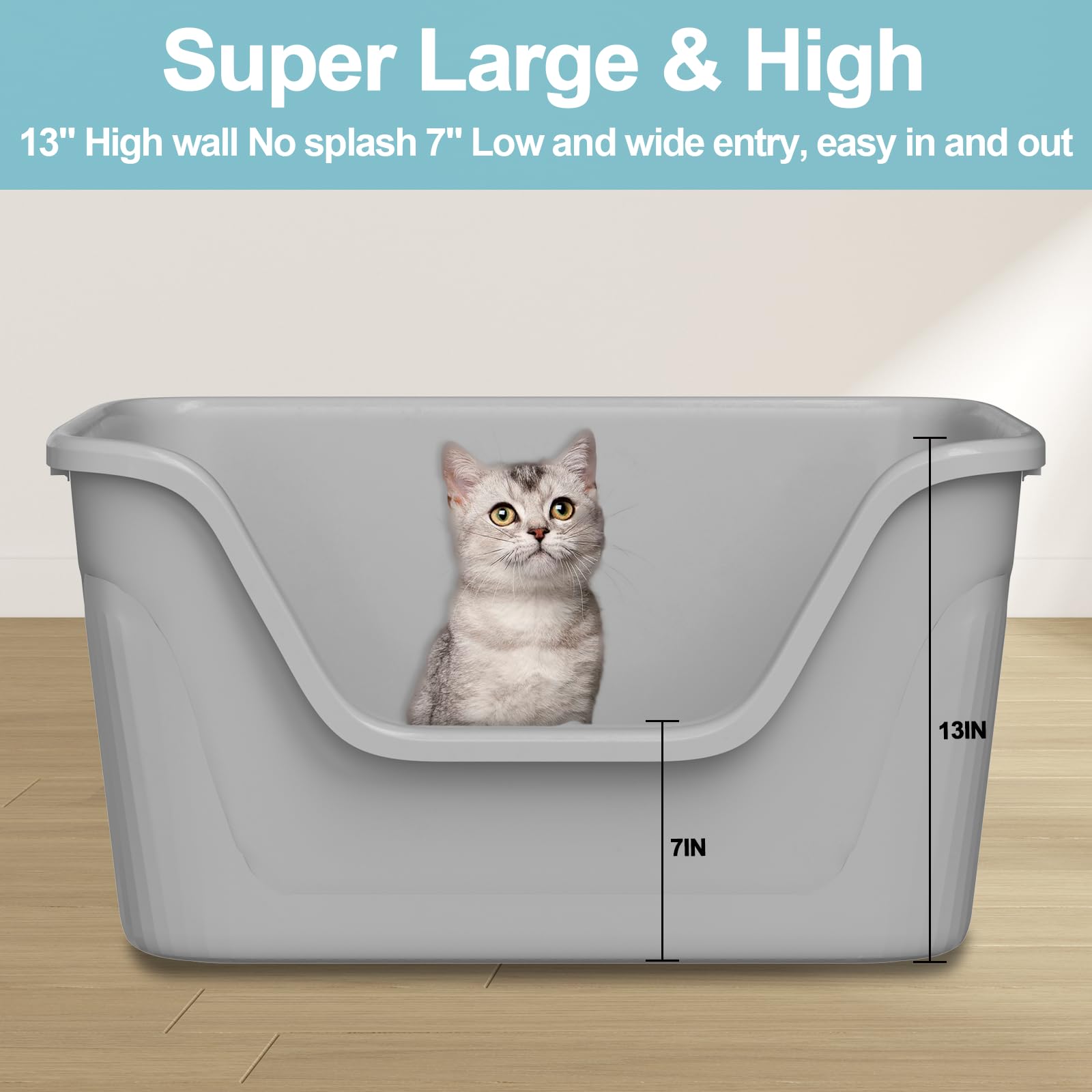 Snapklik.com : 2 Sets XL High Sided Extra Large Litter Box For Big Cats ...