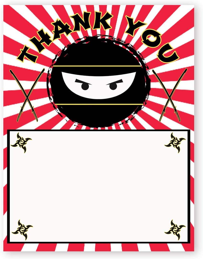 Amazon.com : Ninja Samurai Fill in The Blank Thank You Cards for Kids ...