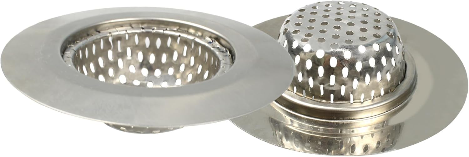 AUXBC 2PCS Kitchen Sink Strainers, 3" Top/1.5" Basket, Stainless Steel ...