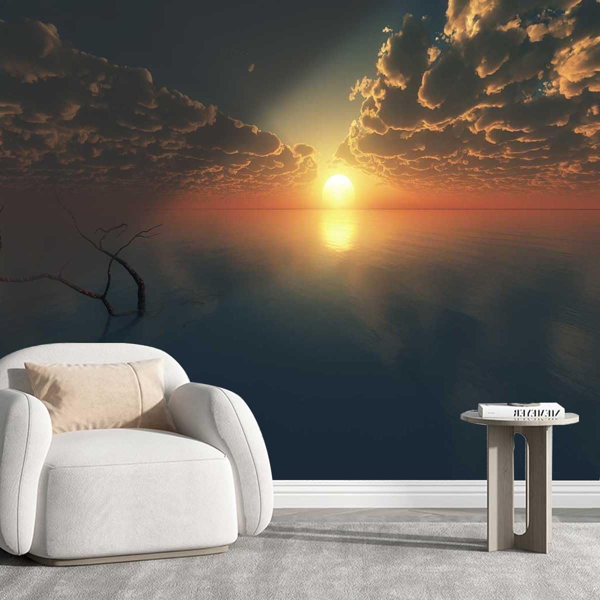 YANFENQI Peel Stick Wallpaper Landscapes Sunset Papel Tapiz para Cocina ...