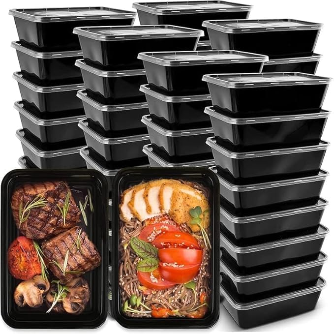 Buy 750ml Black Meal Prep Containers with Lids – Leakproof & Reusable ...