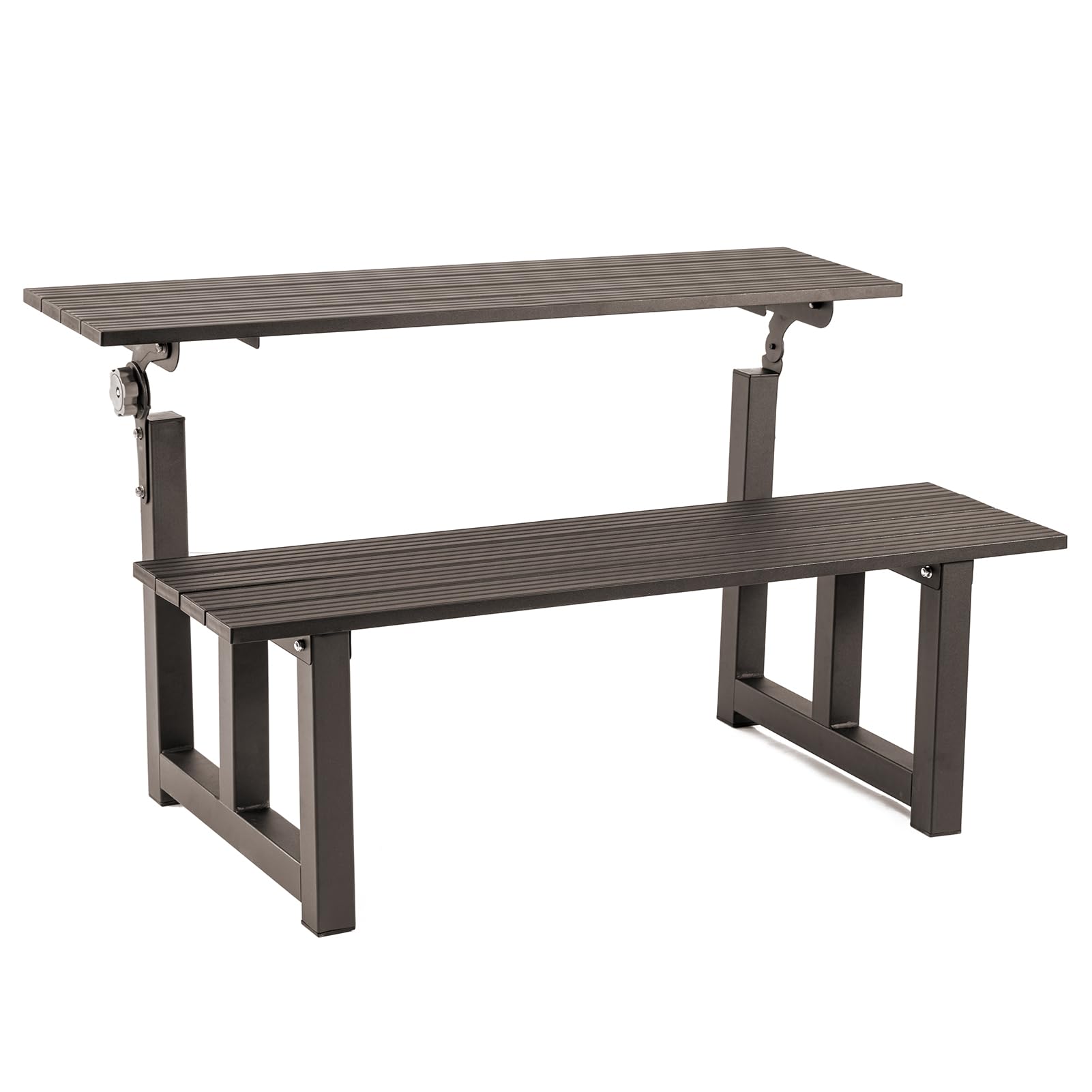 Amazon.com: TECSPACE Aluminum Outdoor Convertible Bench, Brown, 400 LBS ...