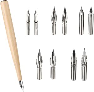 11 Pcs Dip Pen with 10 Pieces Stainless Steel Pen Replacement Nibs and ...