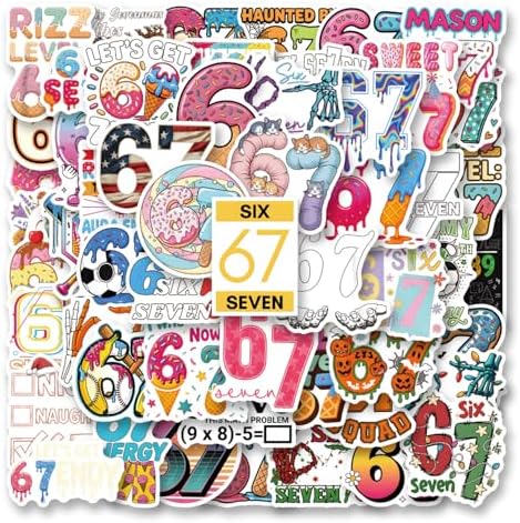 Amazon.com: 54Pcs Funny 67 Stickers Meme Six Seven Sticker Pack ...