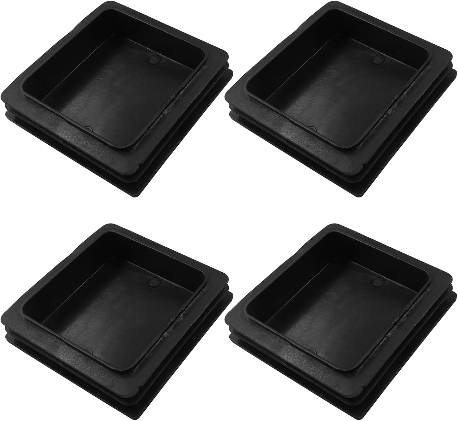 Bonsicoky 4 Pack 4" Square Plastic Plugs, Black Tubing End Caps Plugs ...