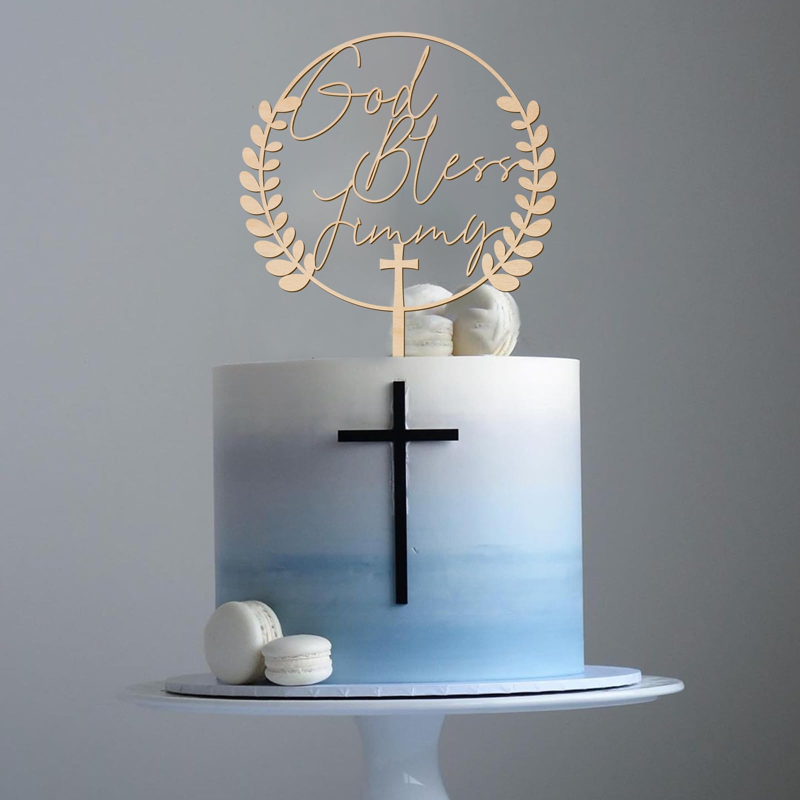 Amazon.com: Party to Be Personalized God Bless Cake Topper in Wood ...