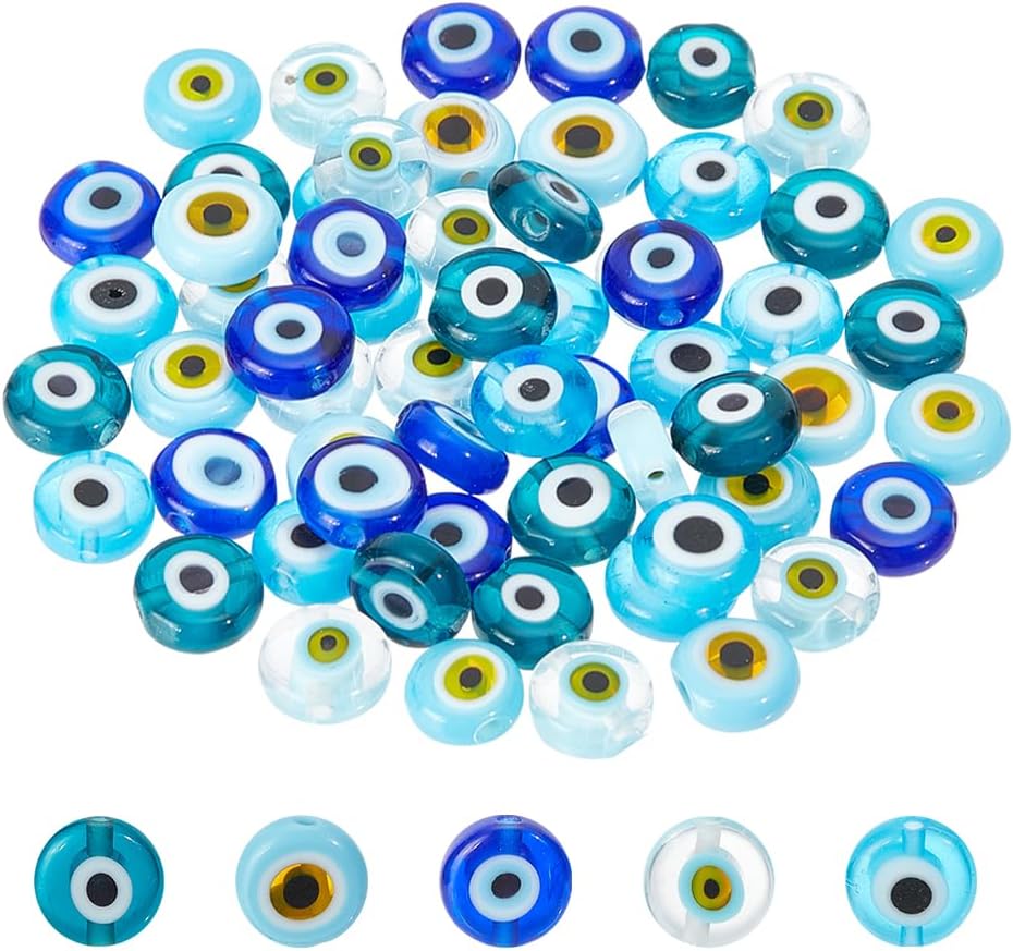 Amazon.com: NBEADS 60 Pcs 5 Colors Handmade Evil Eye Lampwork Beads ...
