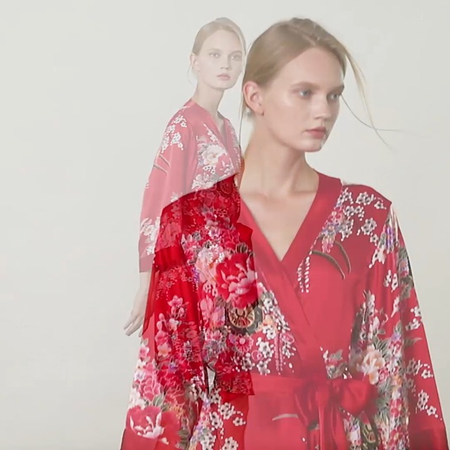 Watch Dynasty Robes Women's Short Silk Red Robe Imperial Bouquet on ...