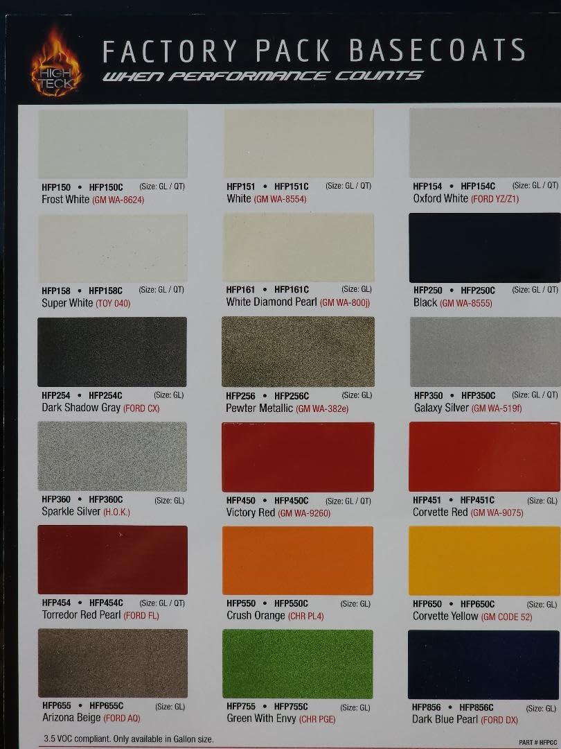 Ford Interior Paint Color Chart