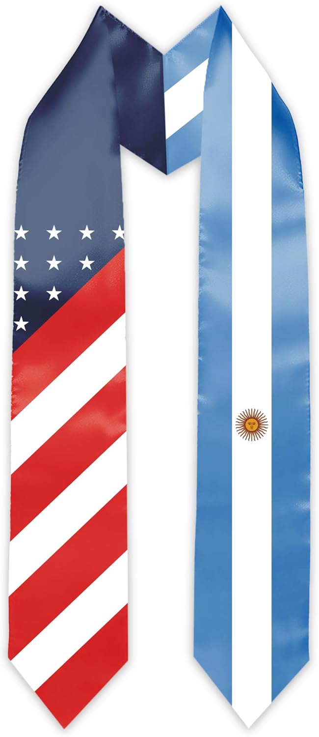 Argentina Flag and USA Country Flag Graduation Stole Graduation Sash ...