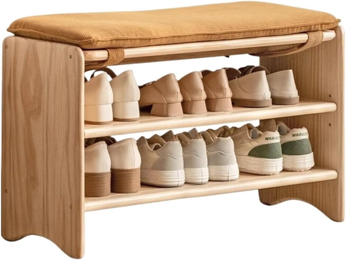 Gardeneea Shoe Rack Bench, Entrance Bench with Storage Space, Shoe Rack ...