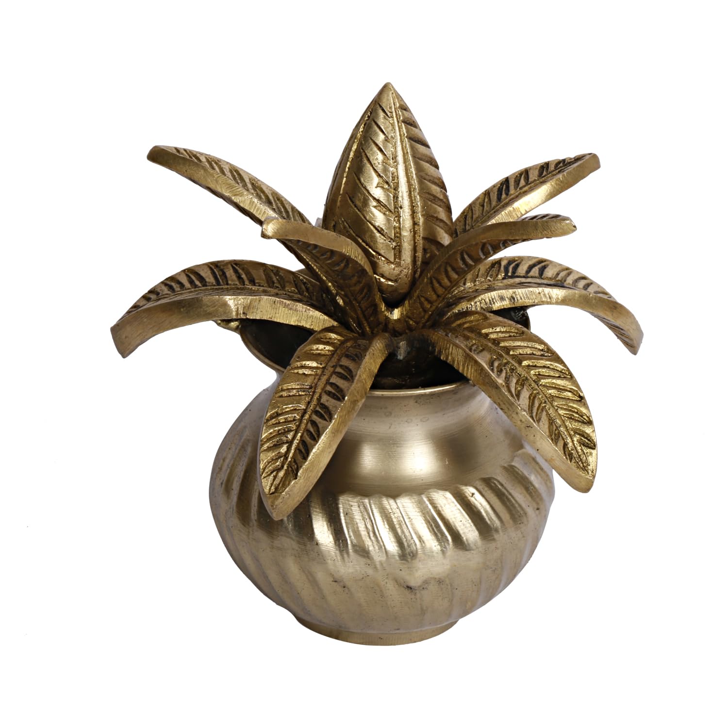 Buy Kartique Brass Kalash with Leaf Design | Traditional Pooja Pot ...