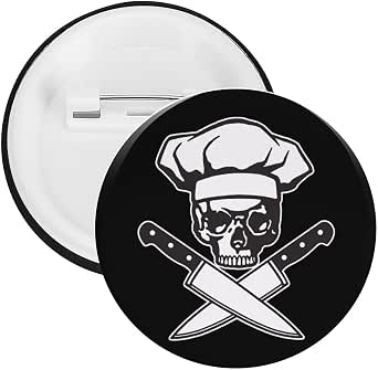 Amazon.com : Skull Chef Round Brooch Pin Lapel Tie Pins Cute Badge for ...