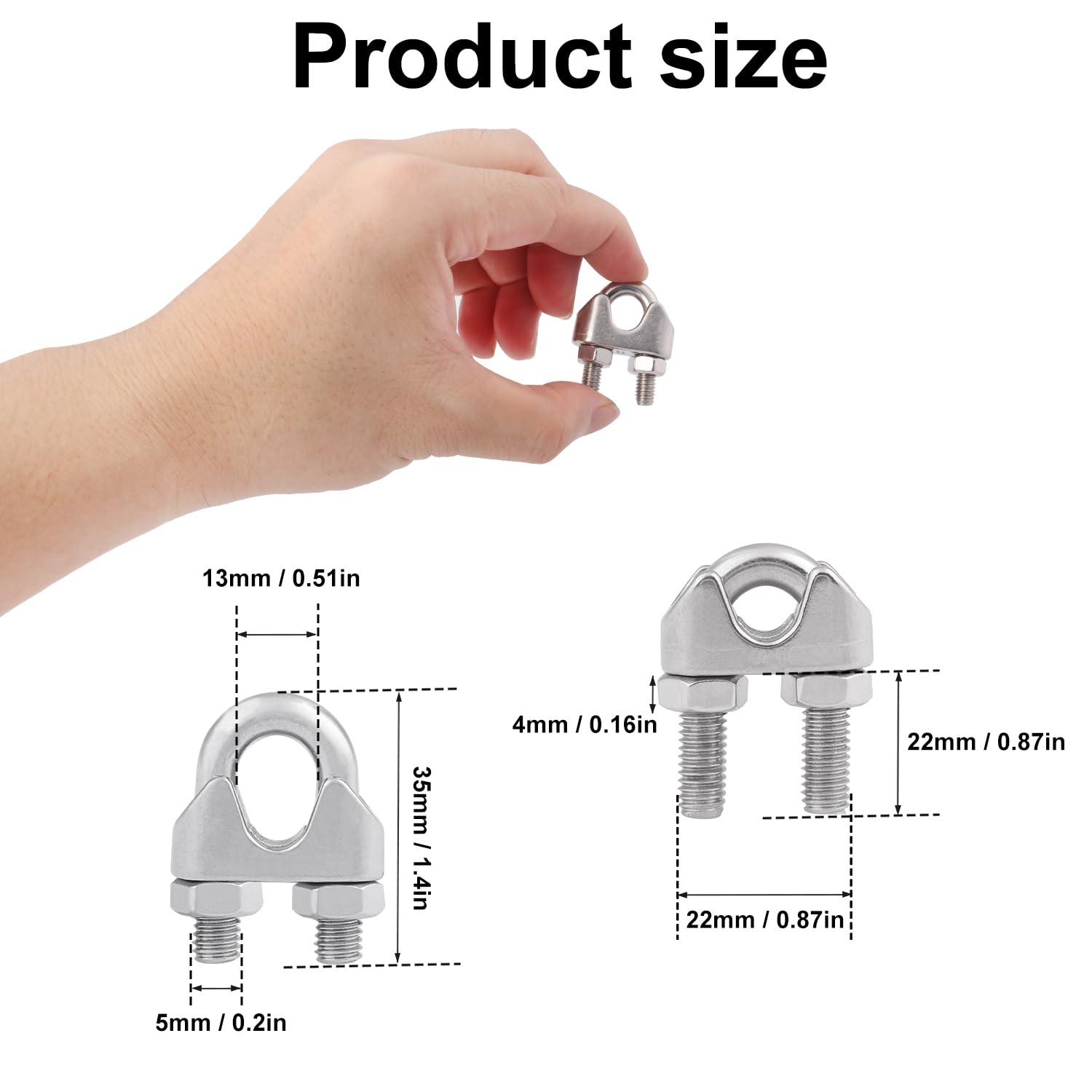 Snapklik.com : 50 PCS 3/16 Cable Clamp, M5 Cable Clamp, Wire Rope Clamp ...