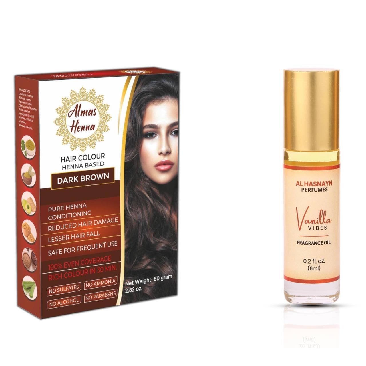 Amazon.com : Almas henna 80 gram hair color brown with Vanilla vibes ...