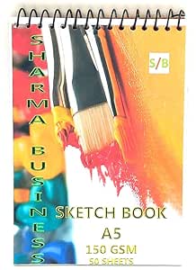 SHARMA BUSINESS Water Color Sketch Book A5 Size for Drawing Painting. Set of 1, Size Small 21x15 ...