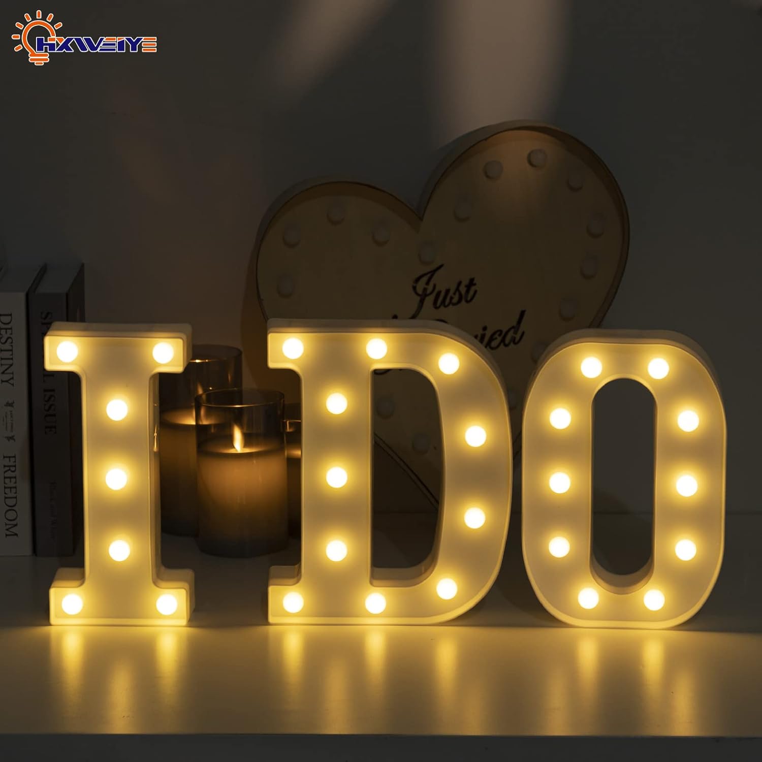 Letras con luces LED de marquesina Sign-I, letras LED de HXWEIYE 26 ...