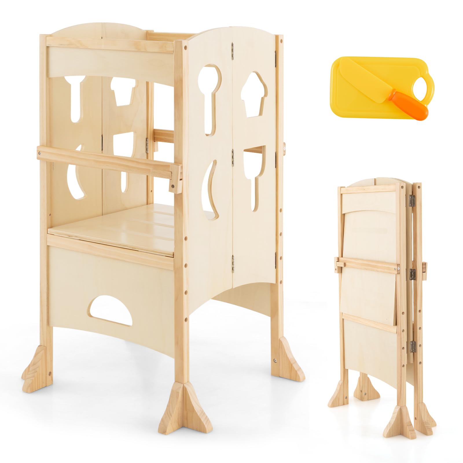 Amazon.com: HONEY JOY Kitchen Step Stool for Toddlers, Children Wooden ...