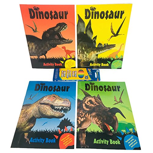 Dinosaur Activity Book BUNDLE 5 Pieces 4 Books and Colored Pencils ...