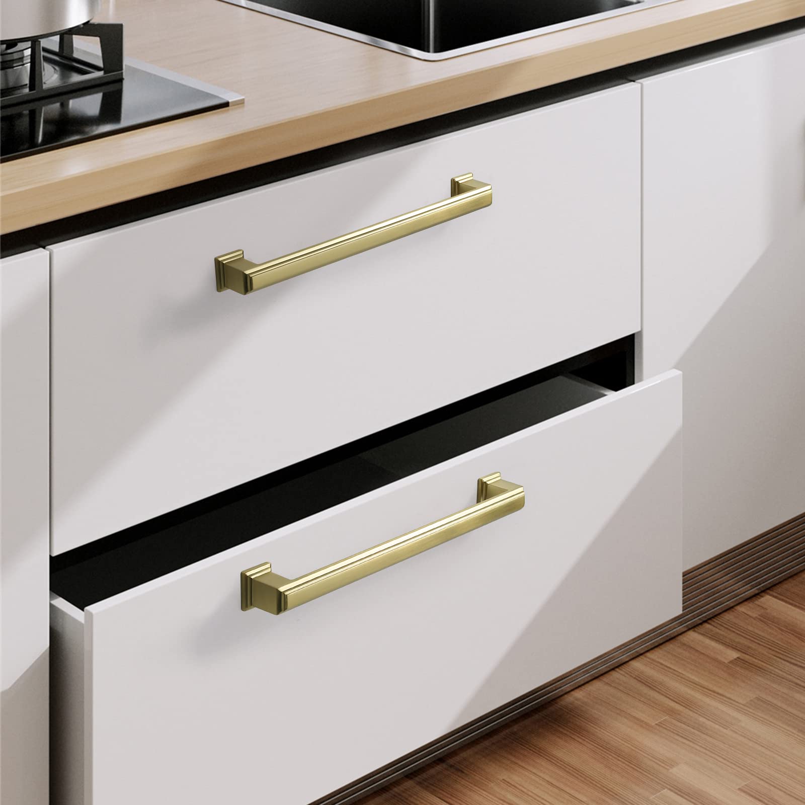 Snapklik.com : 2 Pack 7.5 Inch Golden Champagne Cabinet Pulls Kitchen ...