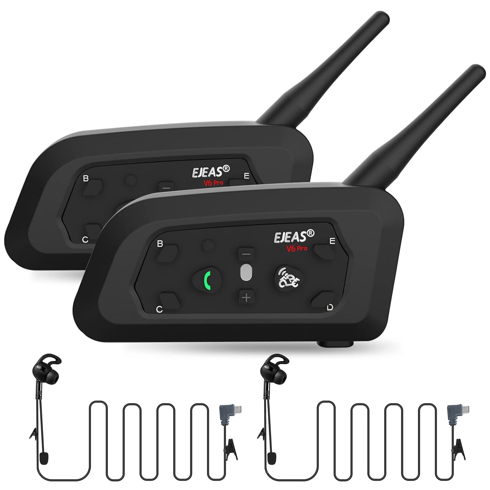 Amazon.com: EJEAS V6C Referee Bluetooth Intercom, 2-Way 1200M ...