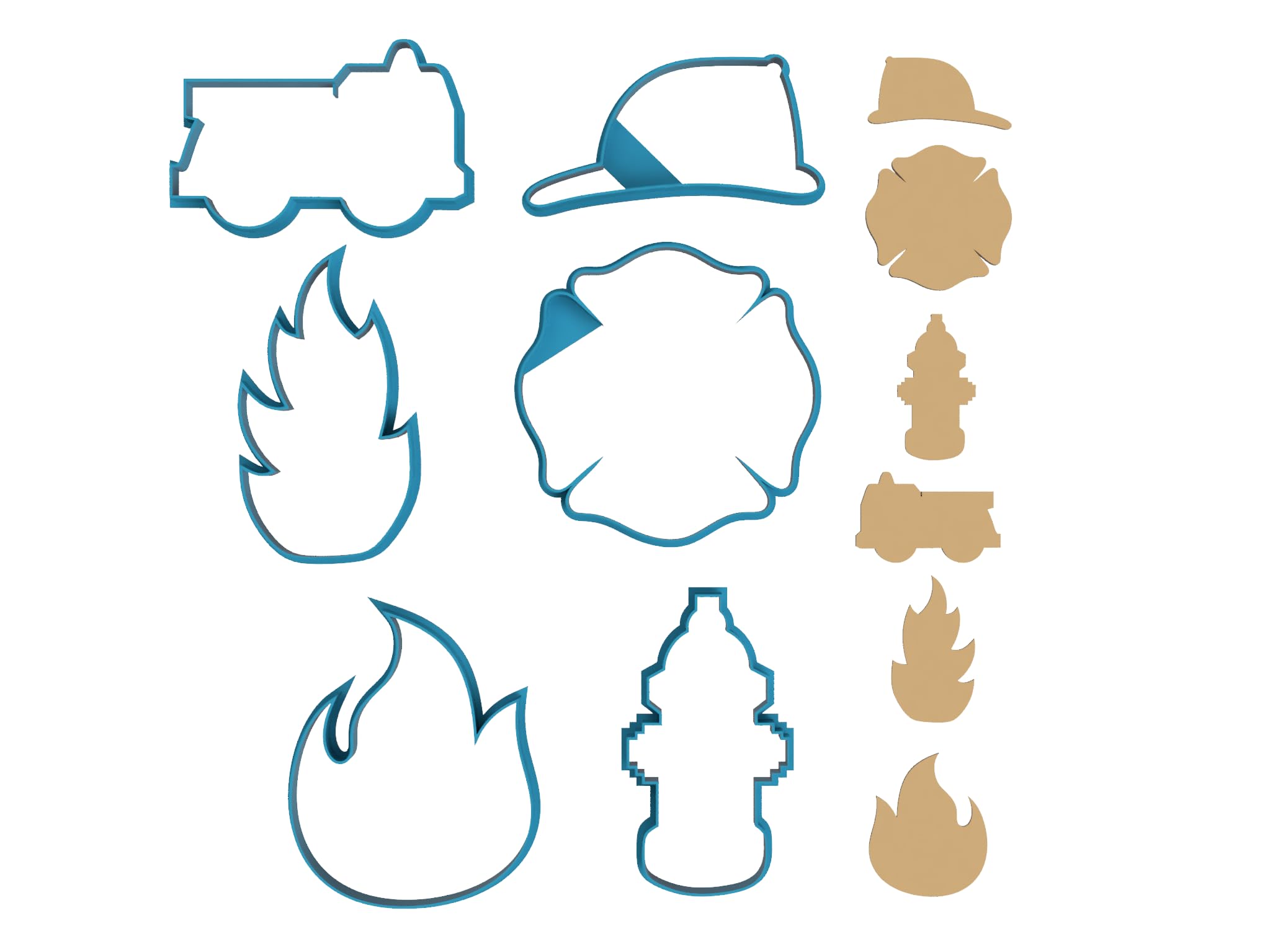 Amazon.com: Simple Firefighter Fireman Cookie Cutter Set - Includes ...