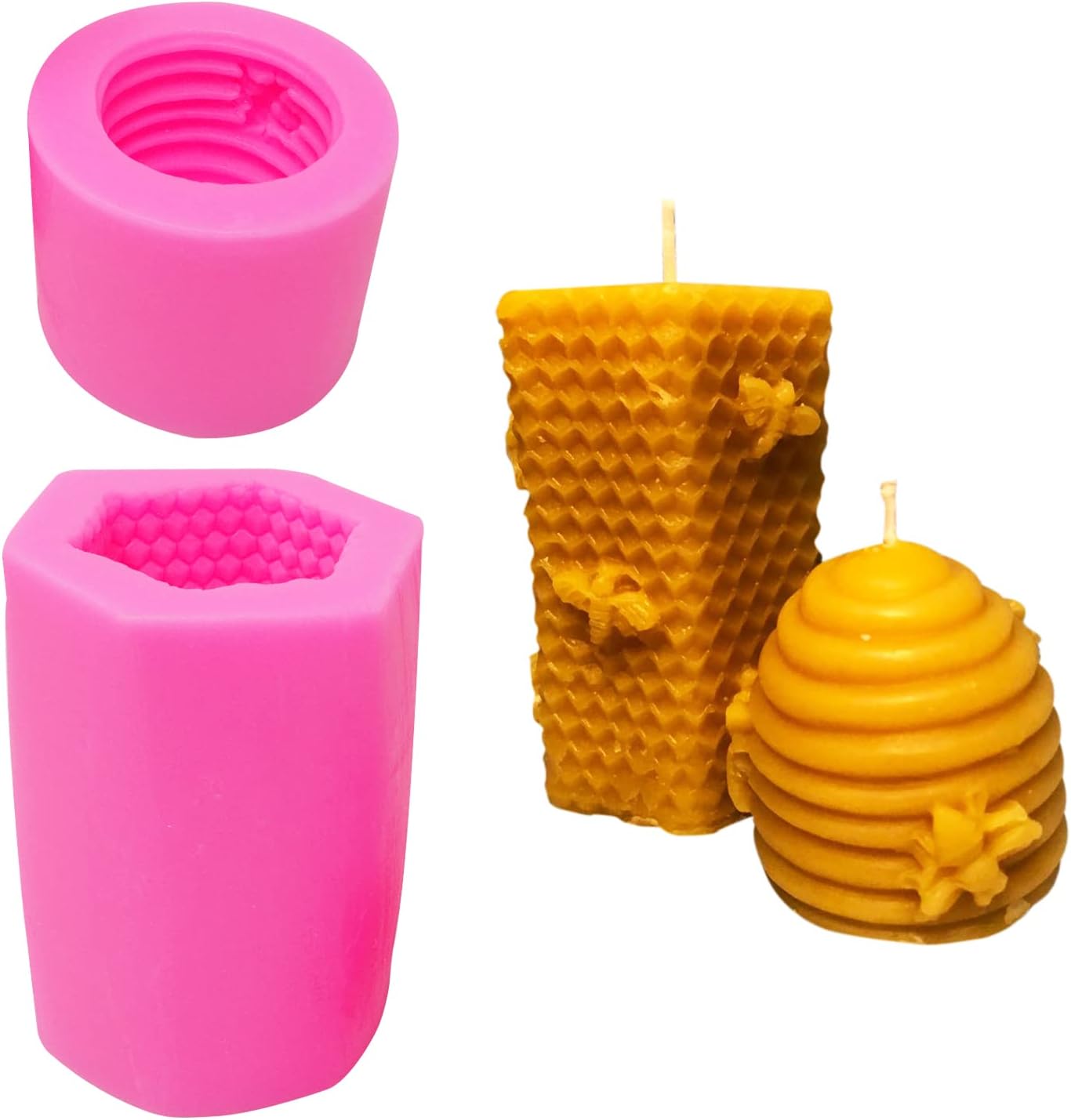 Amazon.com: 3D Beehive Candle Mold Soap Silicone Molds Honeycomb ...
