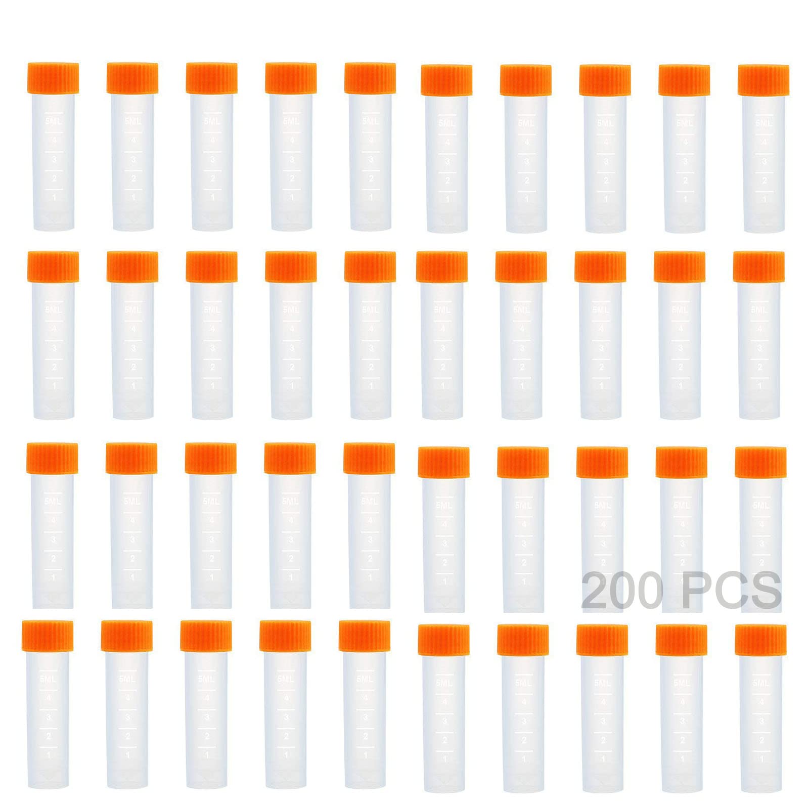 LANIAKEA 200Pcs Plastic Test Tubes with Screw Cap, 5ml Small Plastic ...