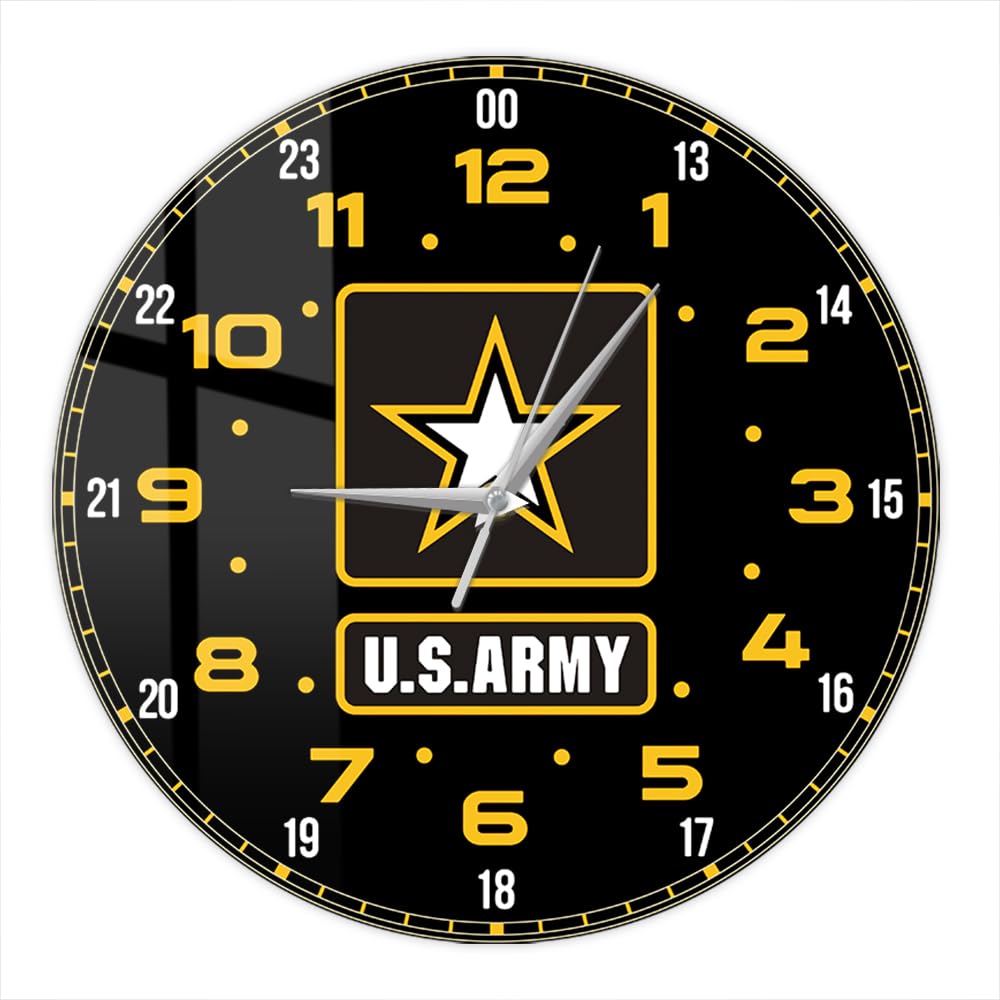 Amazon.com: Timethink 12 Inch Military Time Wall Clock, US Army 24 ...