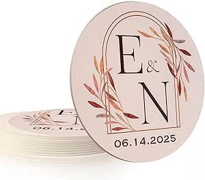 Amazon.com: 10 Pack Personalized Wedding Coasters, Custom Cardboard ...