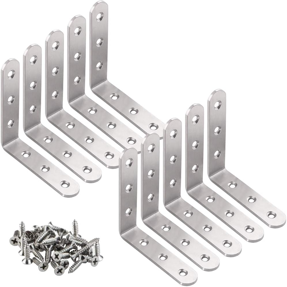 Amazon.com: 20 PCS Stainless Steel Corner Brackets, 3.3"x3.3"x1.9" L ...