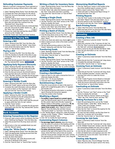 QuickBooks Pro 2019 Quick Reference Training Card - Laminated - Want It All