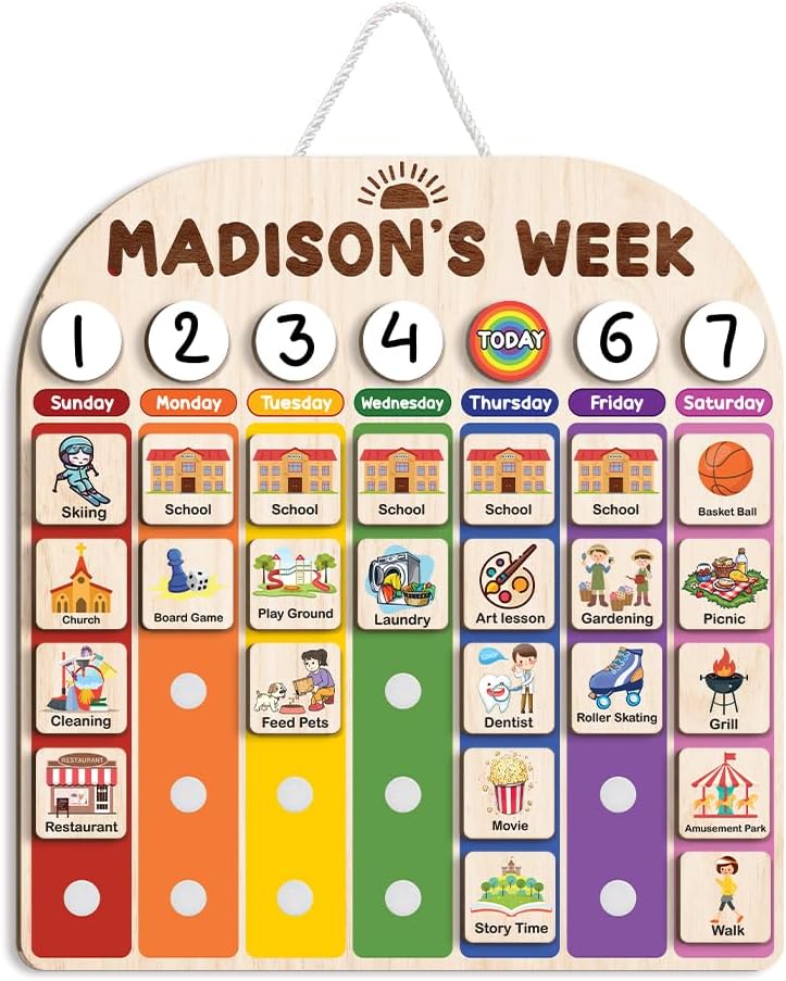 Amazon.com: Personalized Kid Weekly Chores, Weekly Routine Chart 15x16 ...