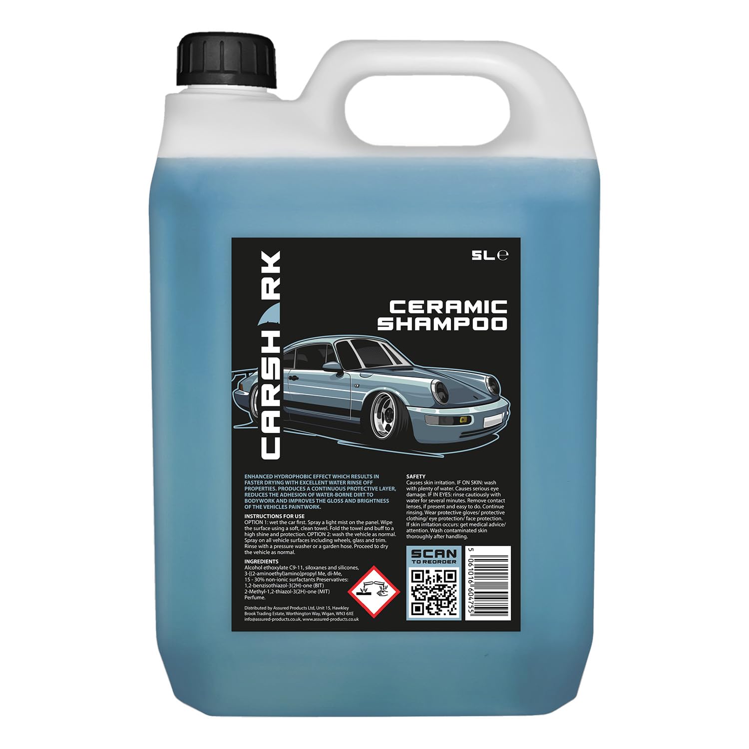 CARSHARK Ceramic Car Shampoo 5 Litre, Hydrophobic Effect, Protective ...