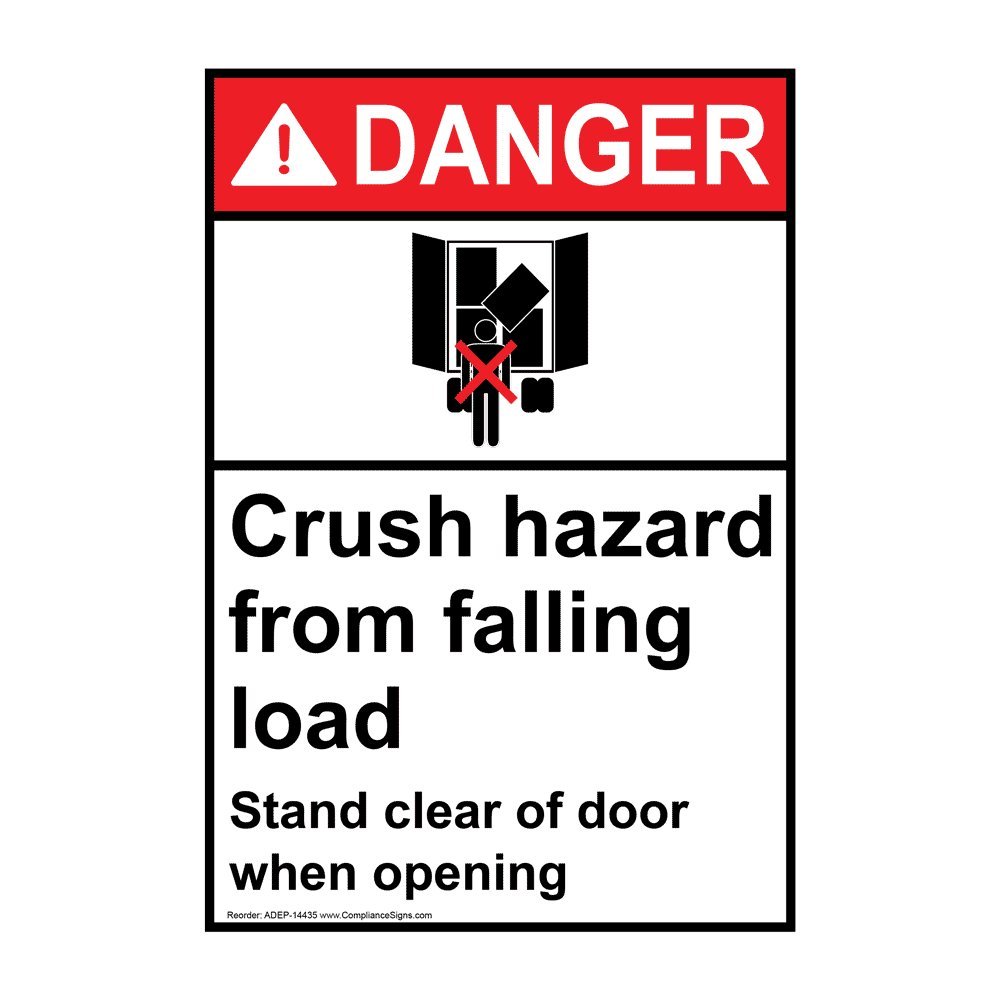 Buy Vertical Danger Crush Hazard from Falling Load Stand Clear of Door ...